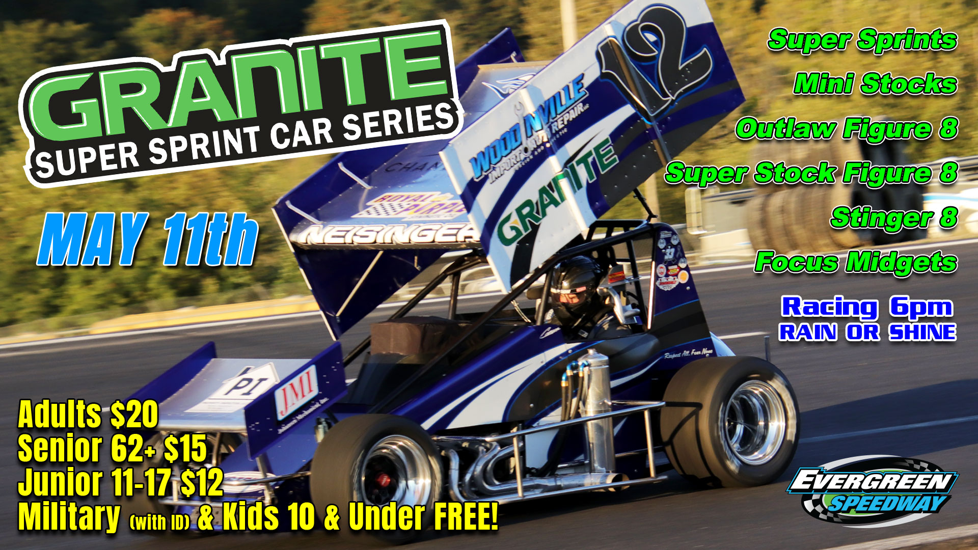 Granite Super Sprint Car Series Race #1 – Evergreen Speedway