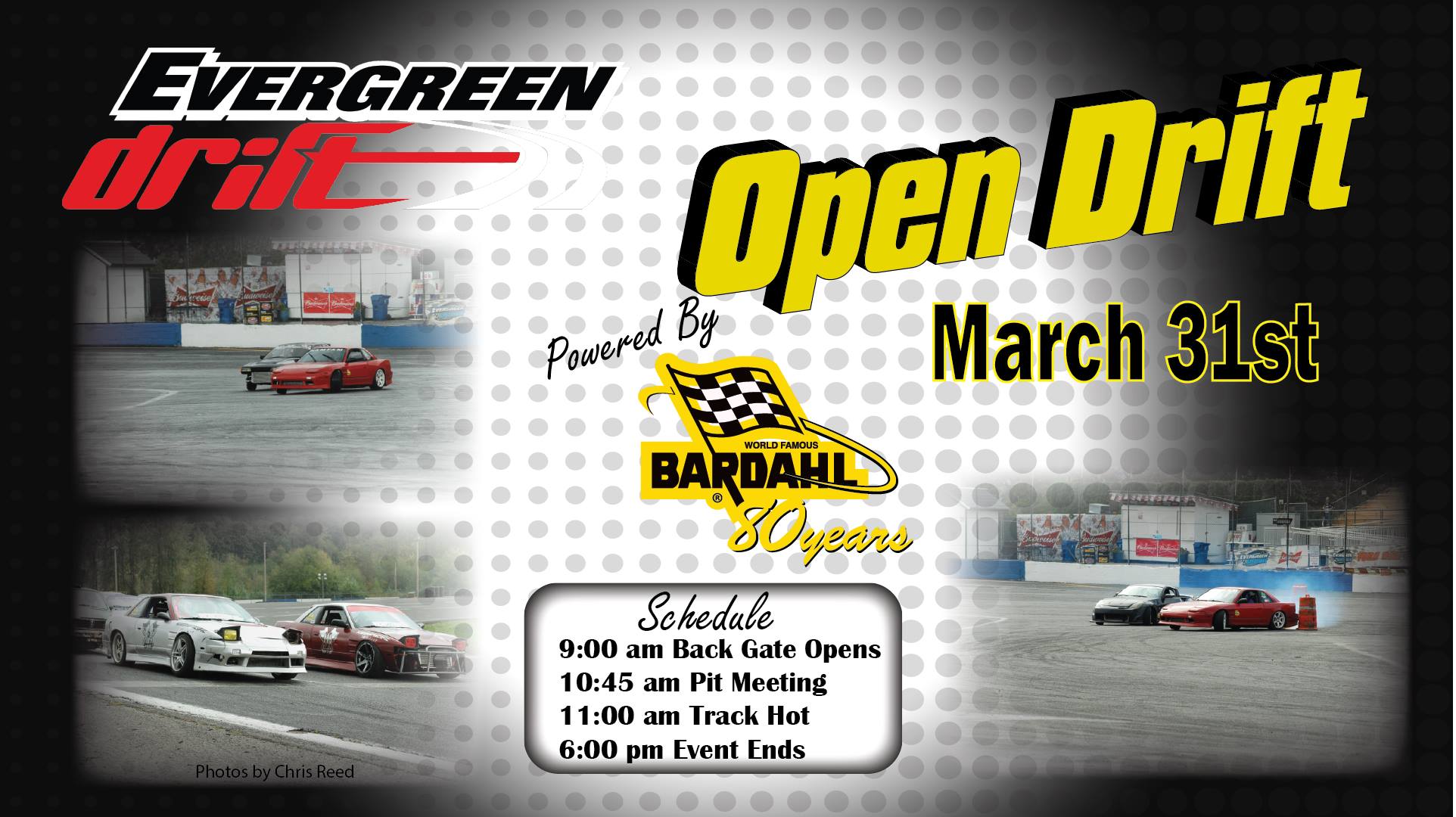 March 31st Open Drift Powered by Bardahl! – Evergreen Speedway