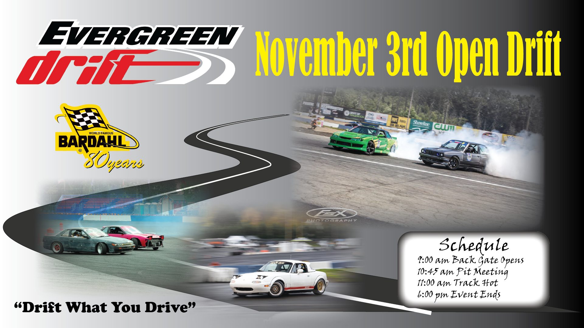 November 3rd Open Drift Powered by Bardahl – Evergreen Speedway
