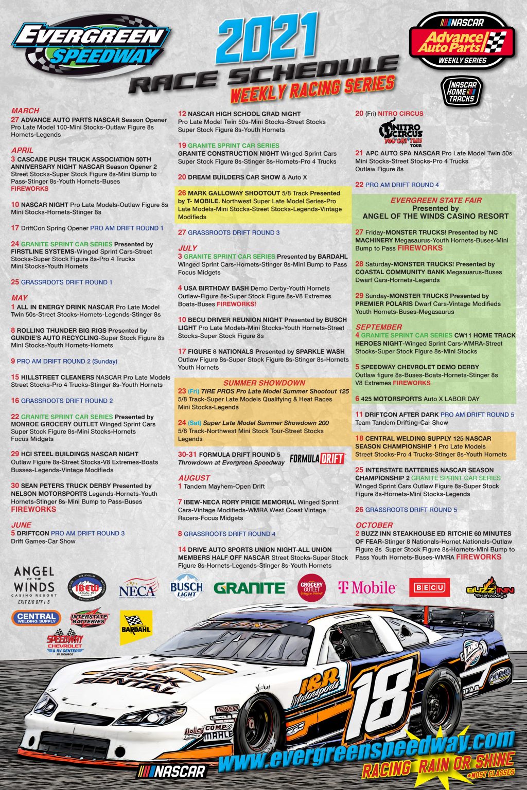 2021 Schedule – Evergreen Speedway