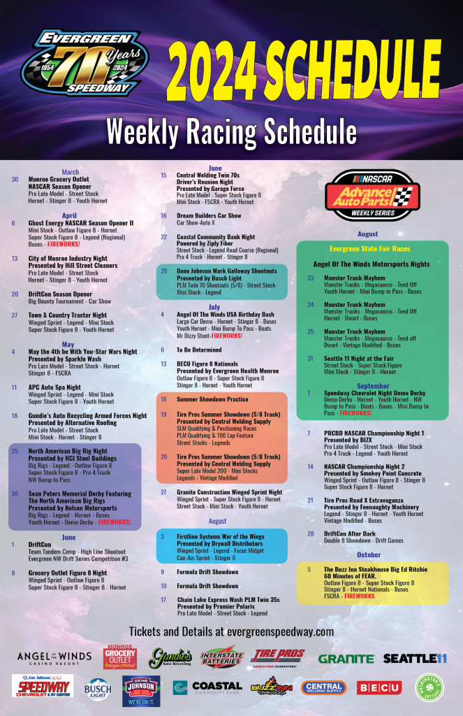 Yearly Schedule - Evergreen Speedway